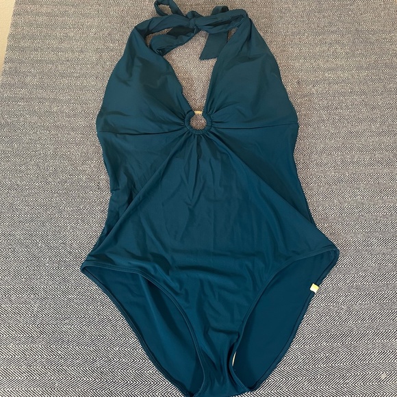 summersalt | Swim | Summersalt Keyhole Halter Neck One Piece Dark Teal ...